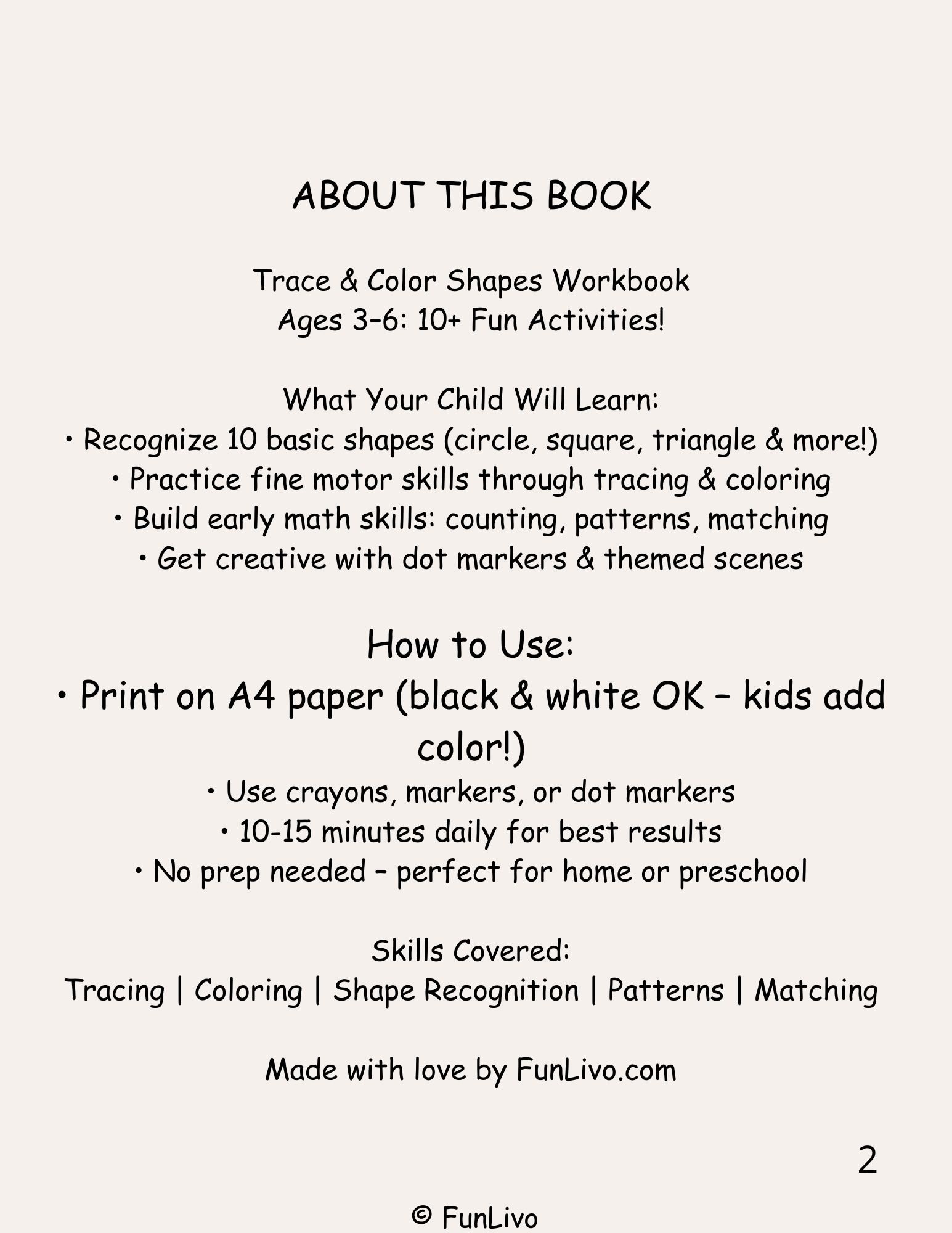 Free Shapes Tracing Worksheet PDF for Preschool Kids - funlivo.com